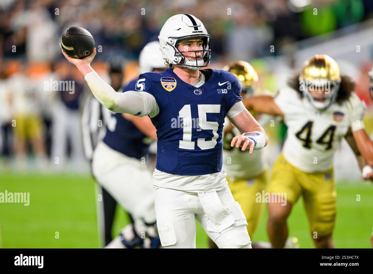 MIAMI GARDENS, FL - JANUARY 09: Quarterback Drew Allar #15 of the Penn State Nittany Lions ...