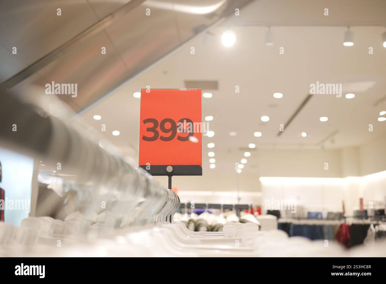A Retail Price Tag prominently displayed in a Modern Store Interior ...