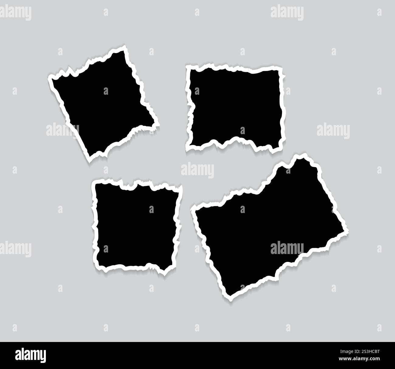 Creative photo collage template with overlapping blank frames on blue ...