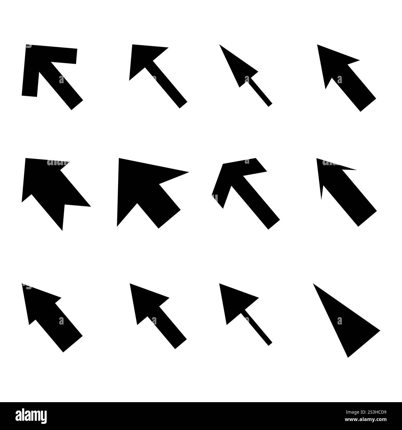 Arrow icon set. Directional black arrows. Minimalist vector symbols ...