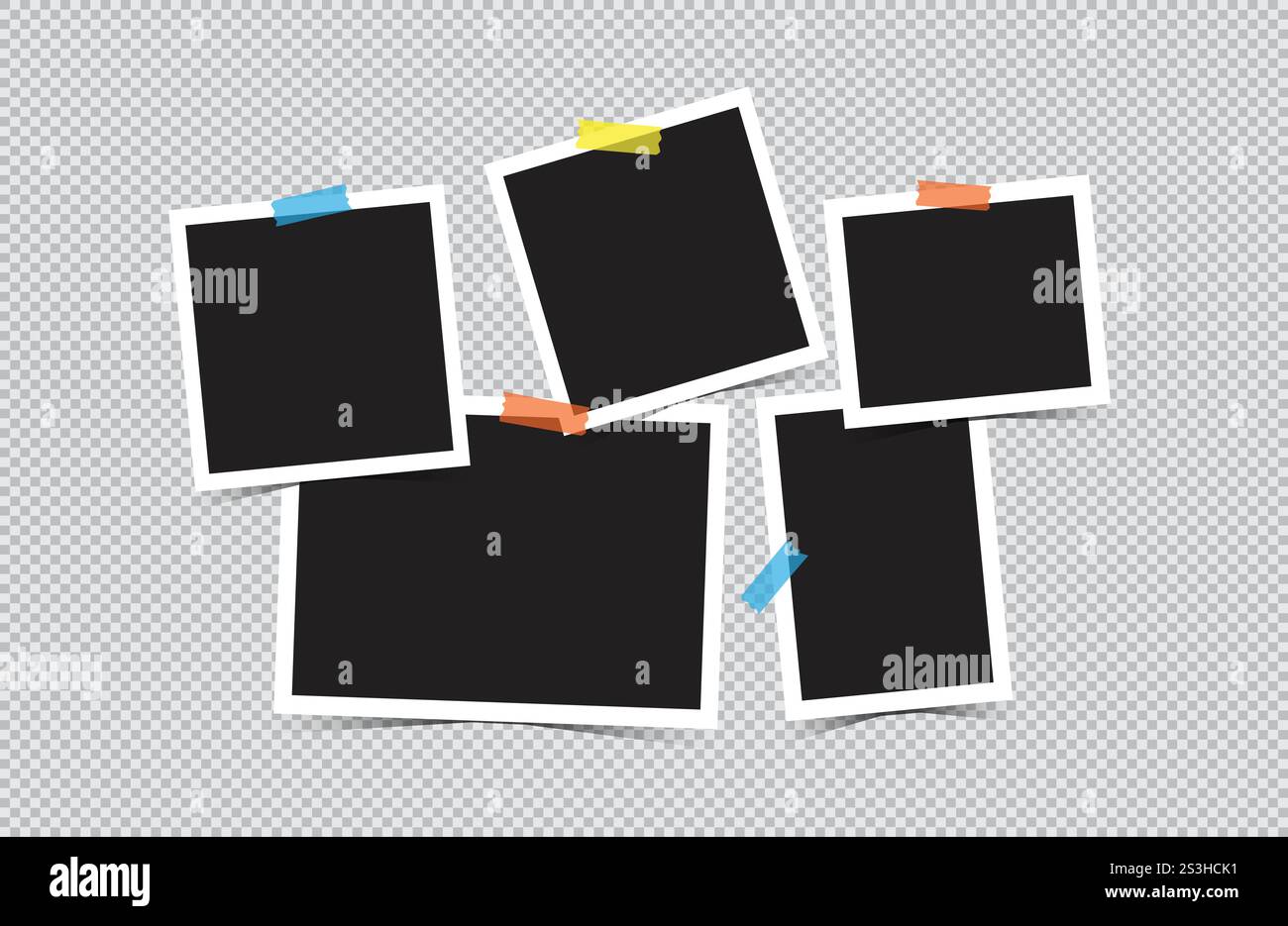 Photo frame collection with blank place with sticky tape Stock Vector ...