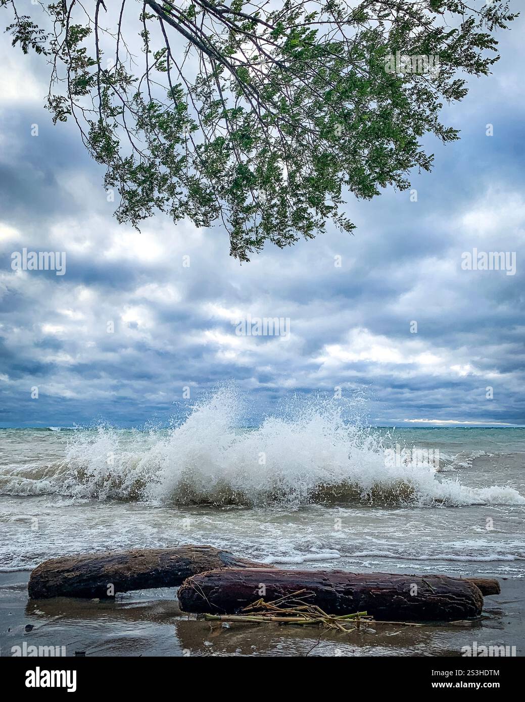 Power powerful shore shoreline storm scenic moody hi-res stock ...