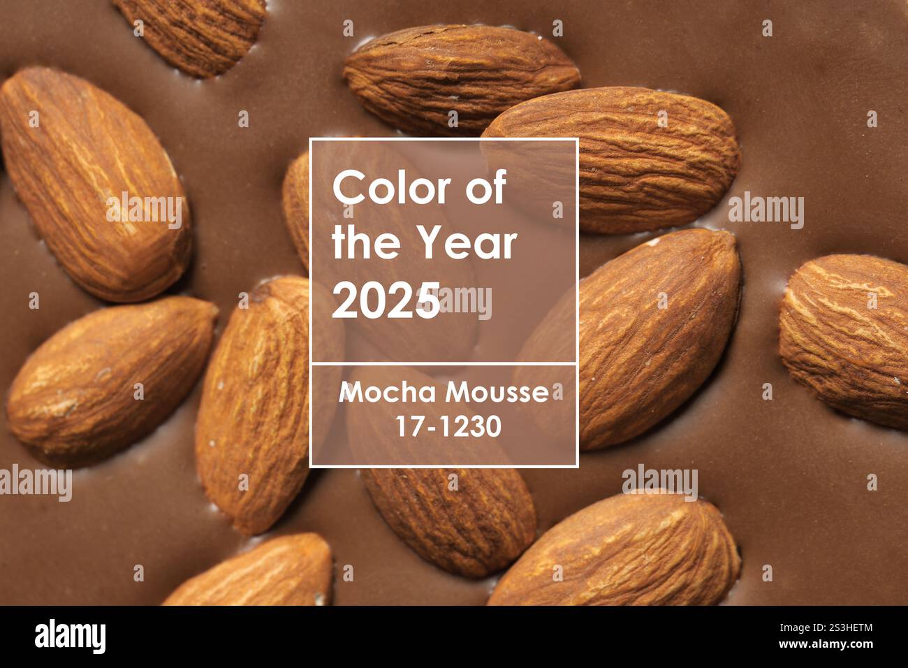 Texture of sweet chocolate with almonds, closeup. Mocha Mousse - color ...