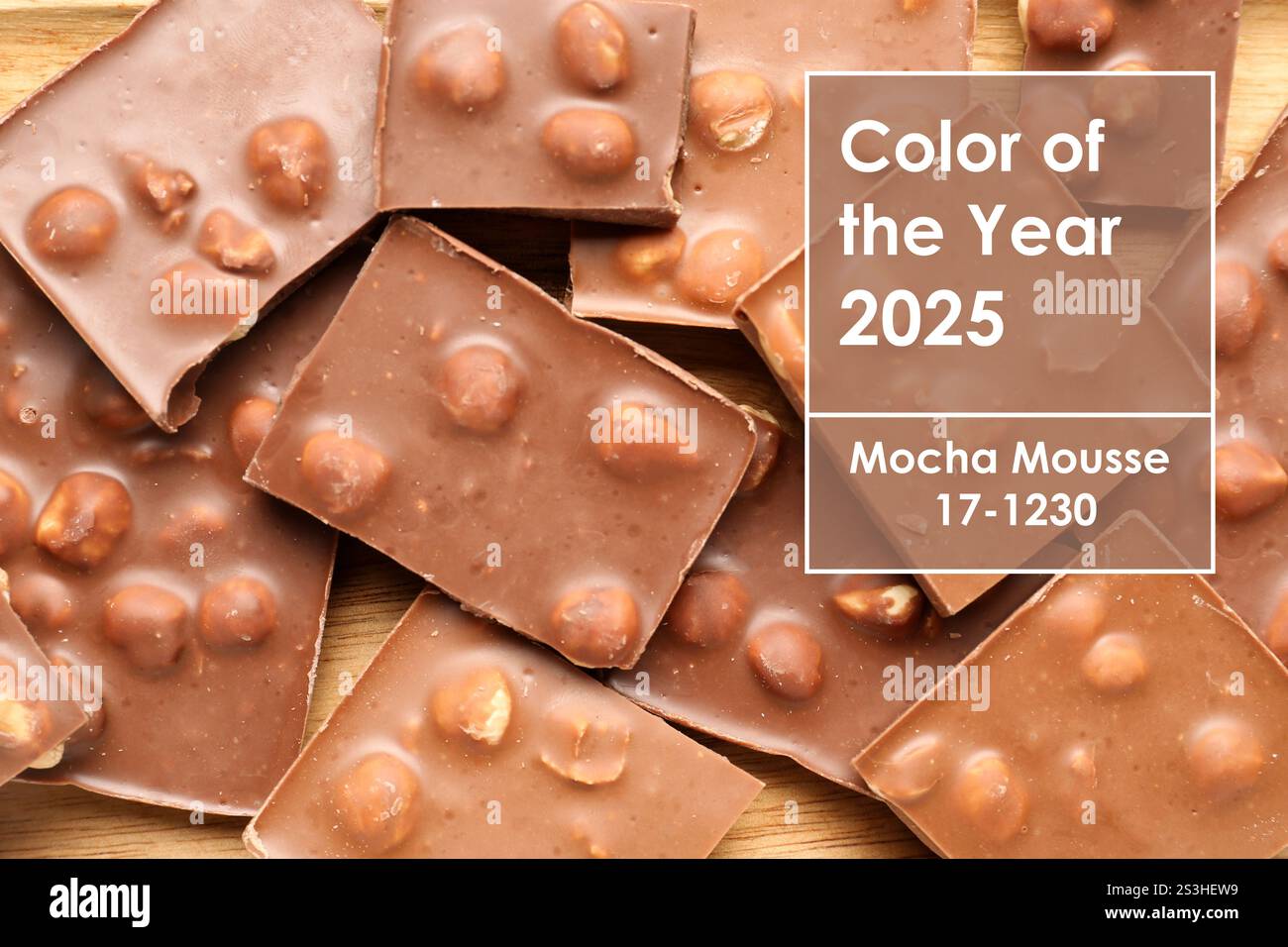 Sweet tasty chocolate with nuts as background. Mocha Mousse - color of ...