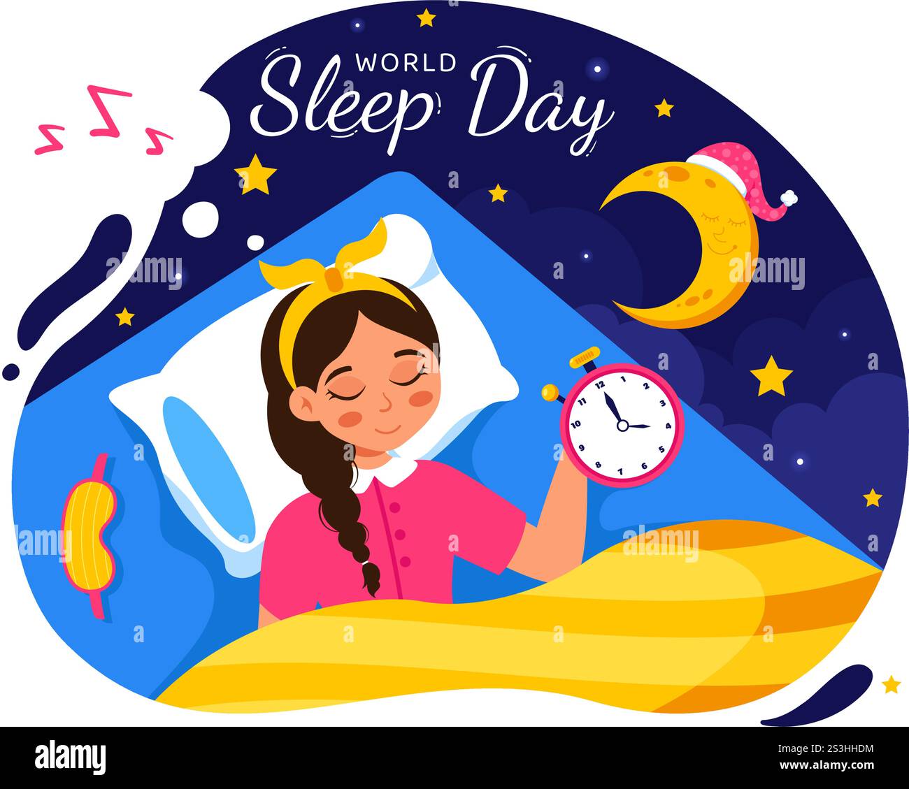 World Sleep Day Vector Illustration on March 14, Featuring People ...