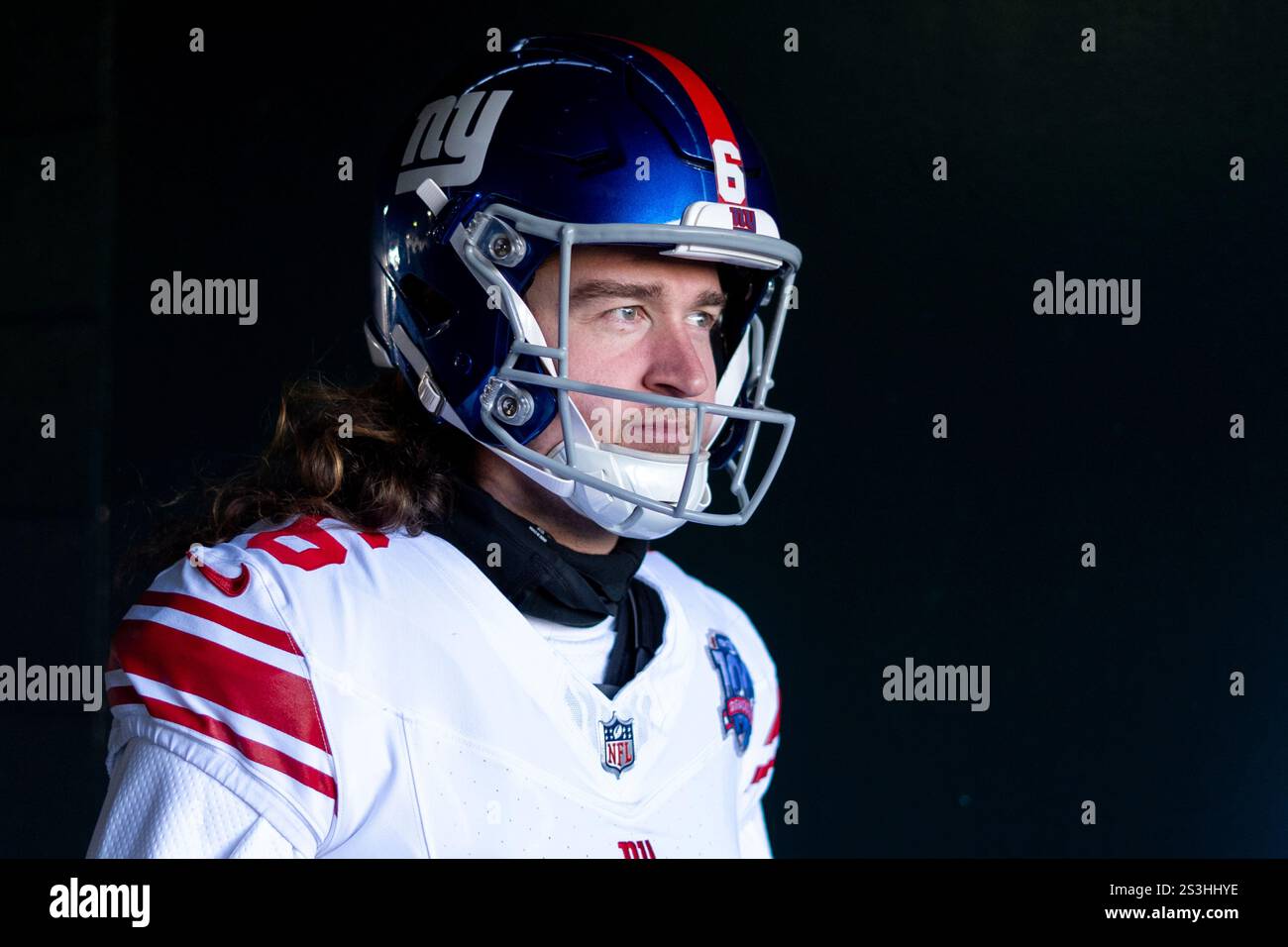 New York Giants punter Jamie Gillan (6) heads to the field prior to the ...