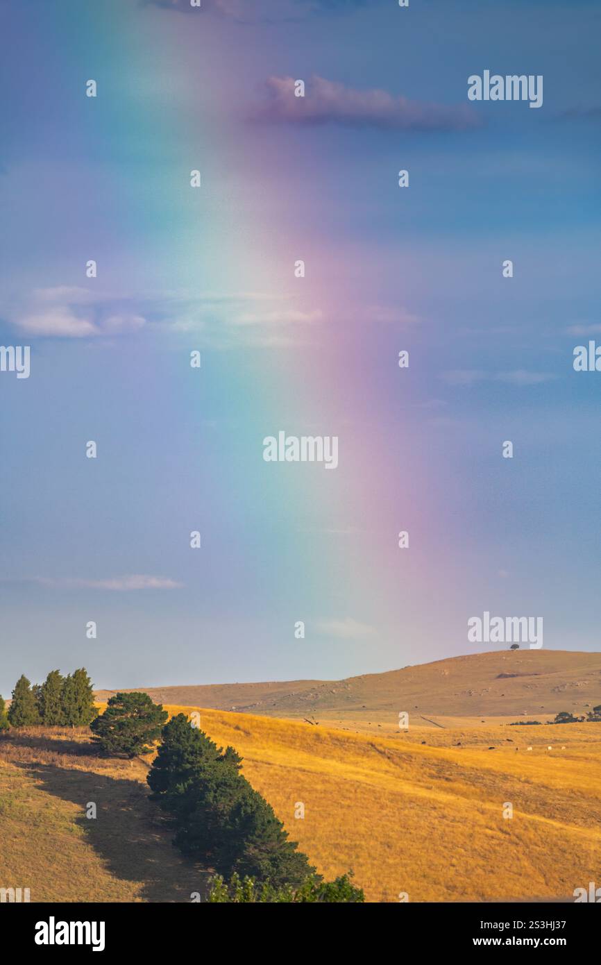 Rainbow over the countryside at Blayney in the Central West of NSW ...