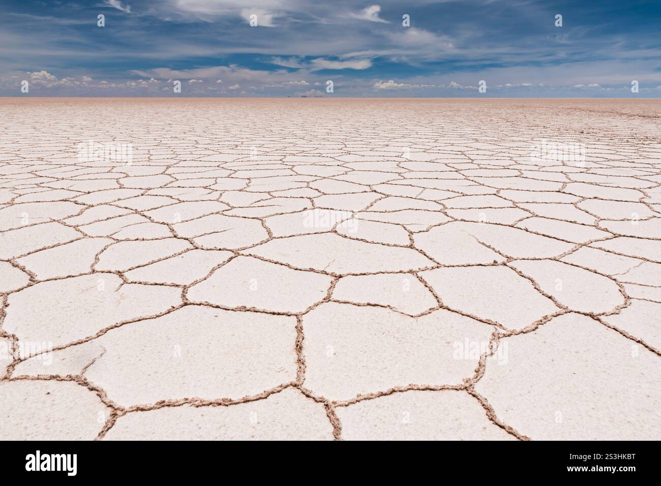 Typical hexagon shape on Uyuni salt flat Stock Photo - Alamy