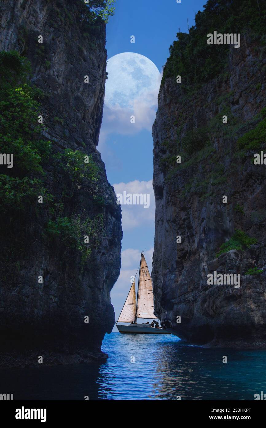 Sailing Gracefully Through the Serene Rock Formations Beneath the ...