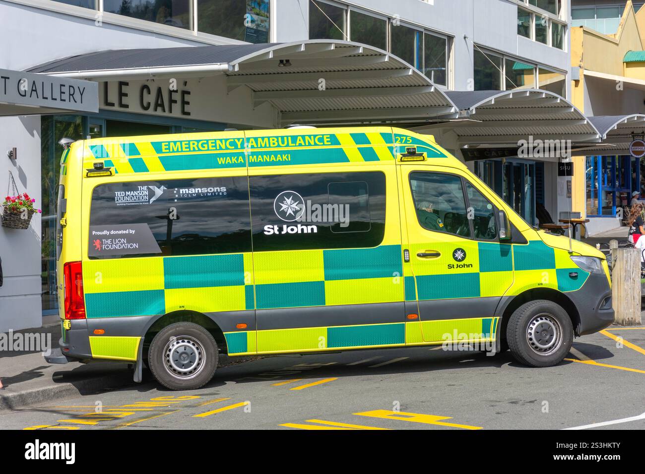 St Johns ambulance parked on London Quay, Picton (Waitohi), Marlborough ...