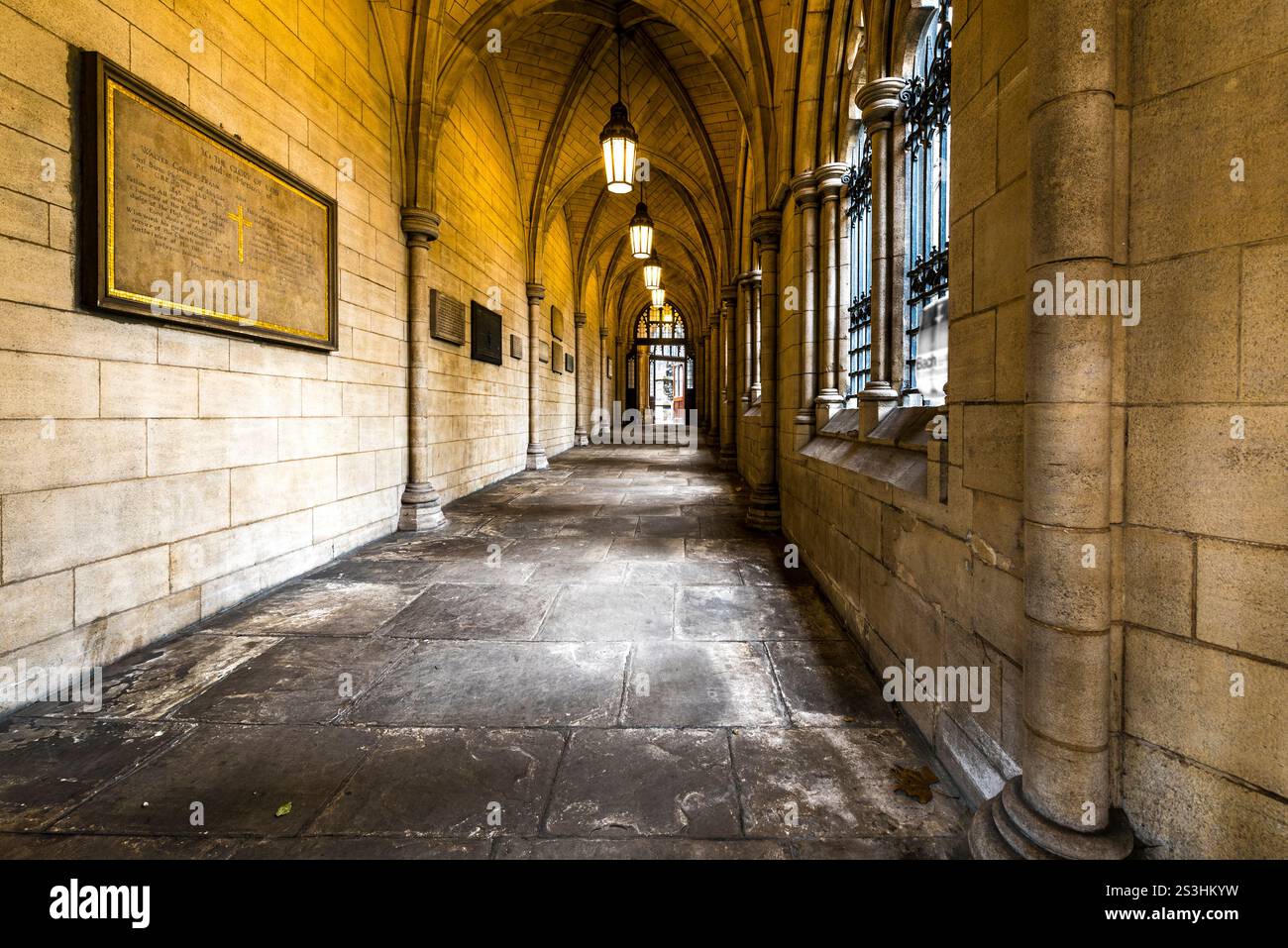 Historic Stone Hallway with Gothic Architecture and Atmospheric ...