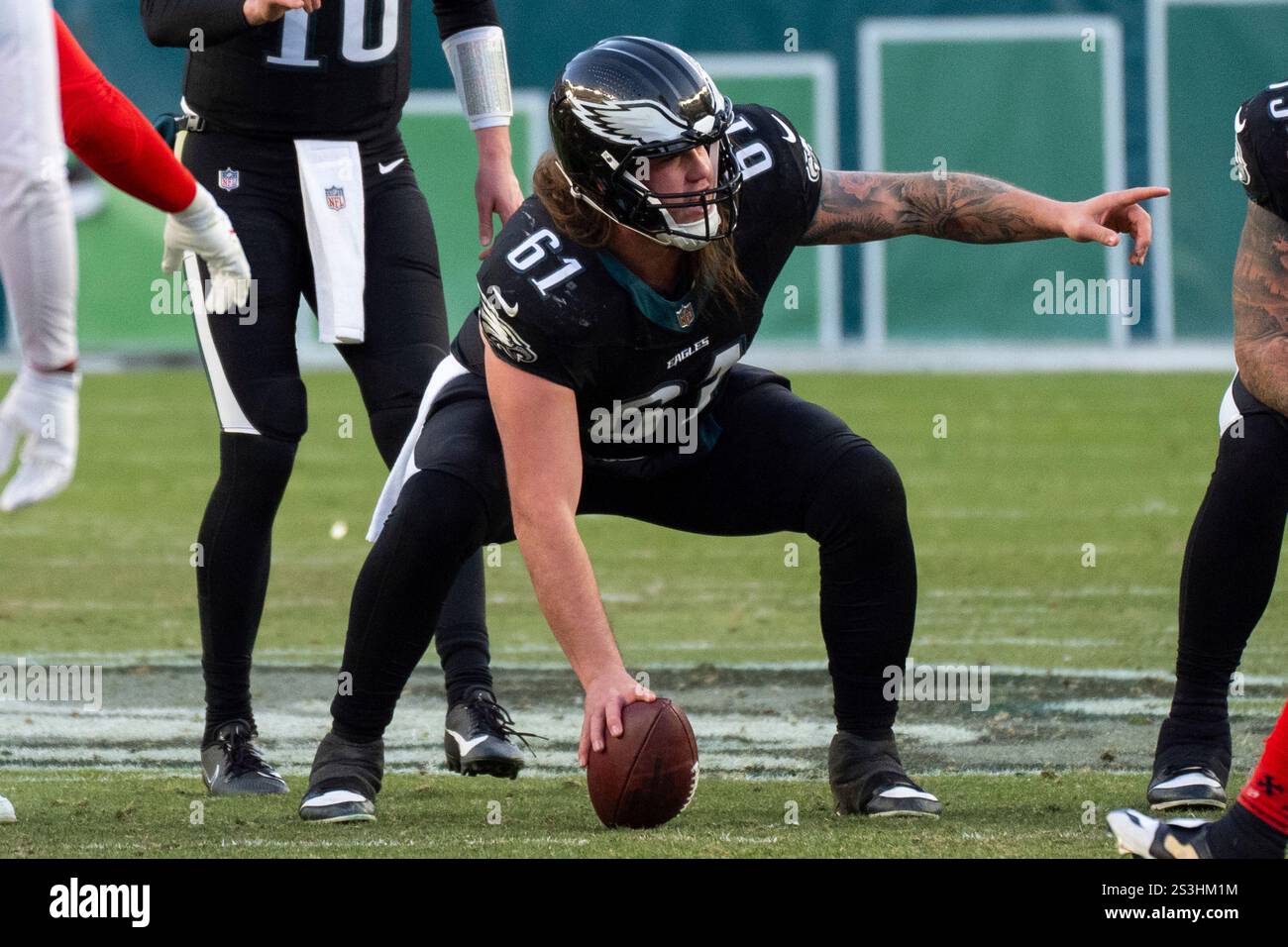 Philadelphia Eagle offensive lineman Nick Gates (61) in action during ...