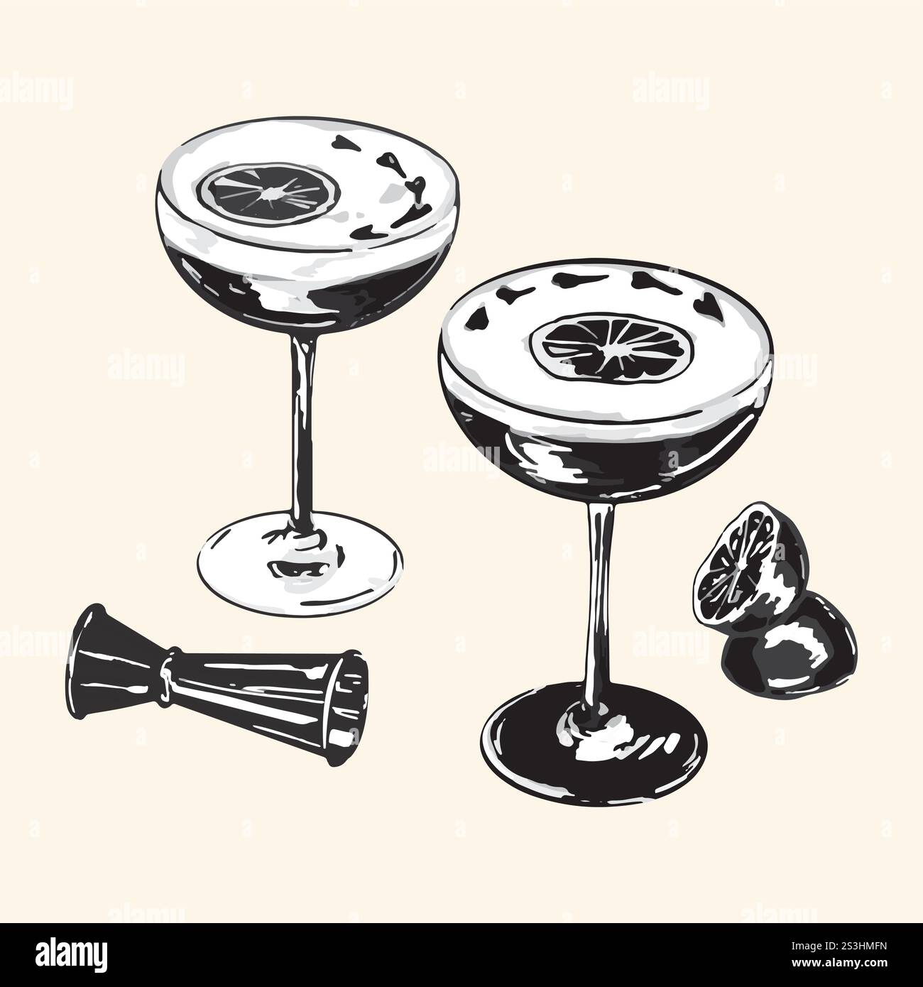 vector sketch of martini and cocktails, perfect for cocktail-themed ...