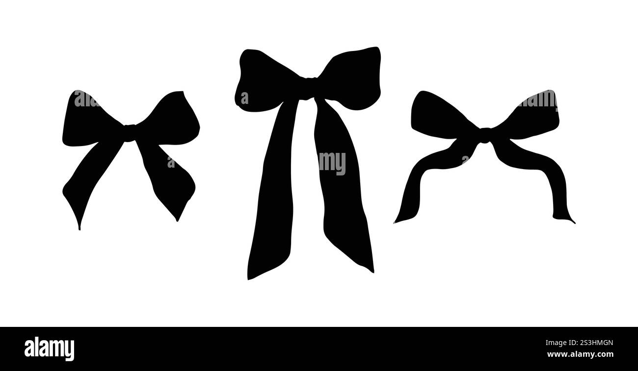 Elegant hand-drawn bow illustration in a vintage coquette style and ...