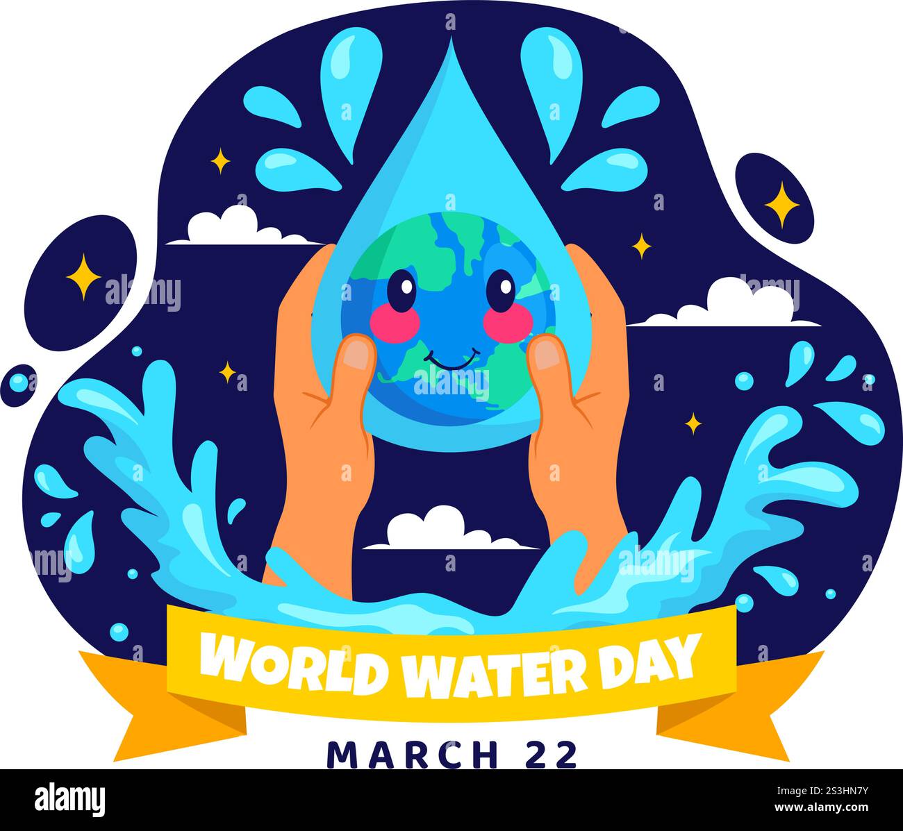 World Water Day Vector Illustration Featuring Waterdrops, Taps, and ...