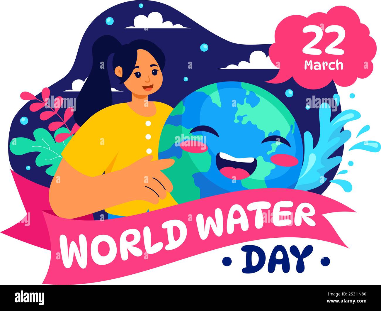 World Water Day Vector Illustration Featuring Waterdrops, Taps, and ...
