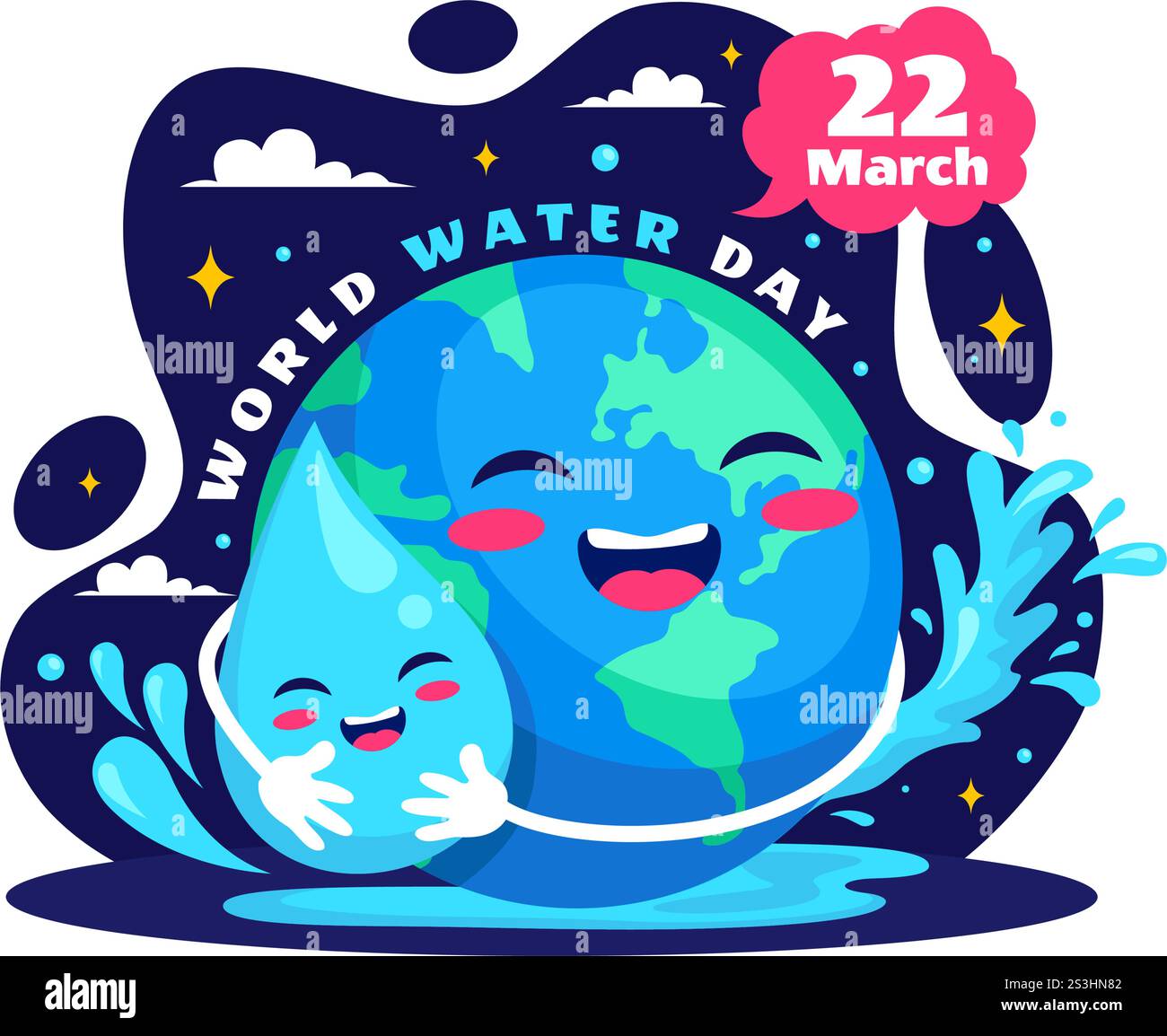 World Water Day Vector Illustration Featuring Waterdrops, Taps, and ...