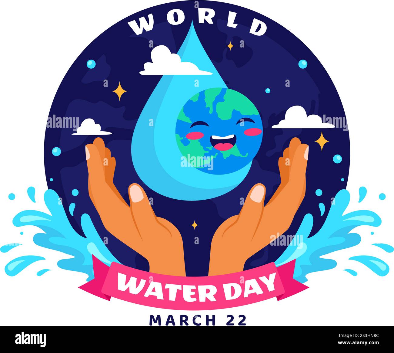 World Water Day Vector Illustration Featuring Waterdrops, Taps, and ...