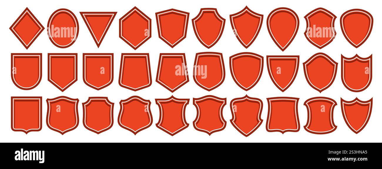Vector Shield Icon Set, collection of 30 illustrations various old ...