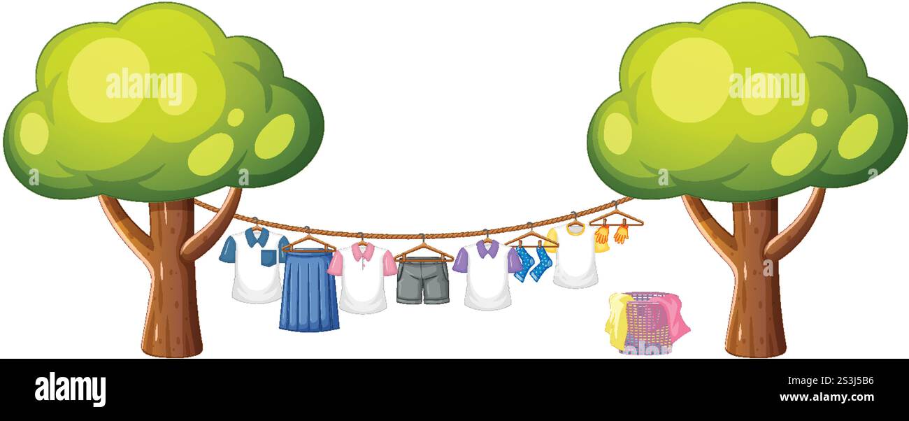 Washing hanging on line Stock Vector Images - Alamy