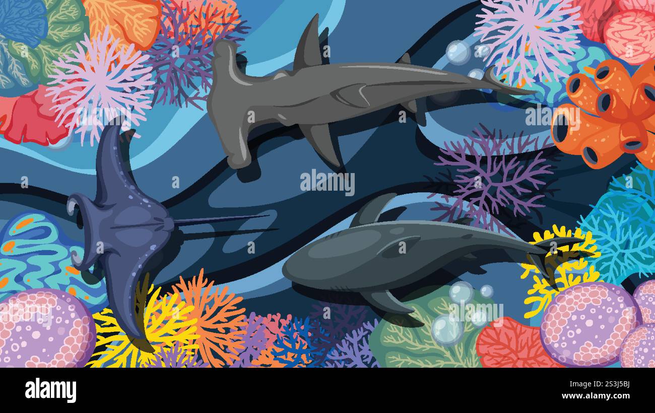 Manta ray reef habitat Stock Vector Images - Alamy