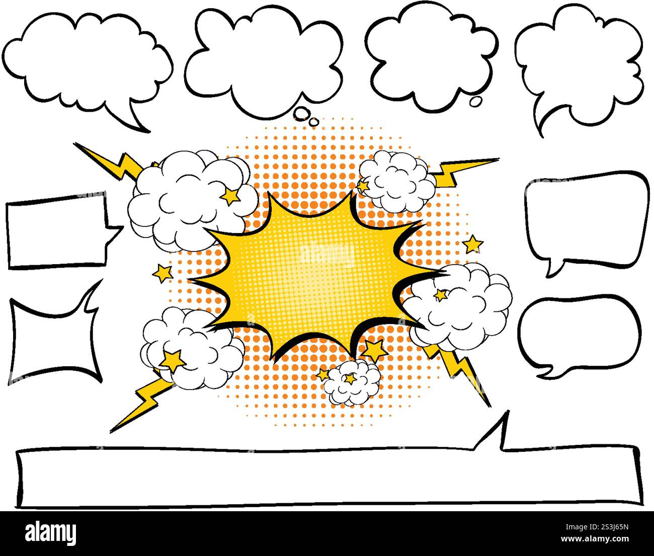 Colorful comic bubbles with explosive effects Stock Vector Image & Art ...