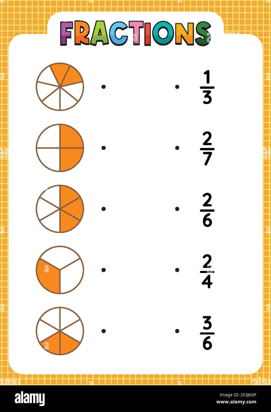 Illustration of fractions with visual pie charts Stock Vector Image ...