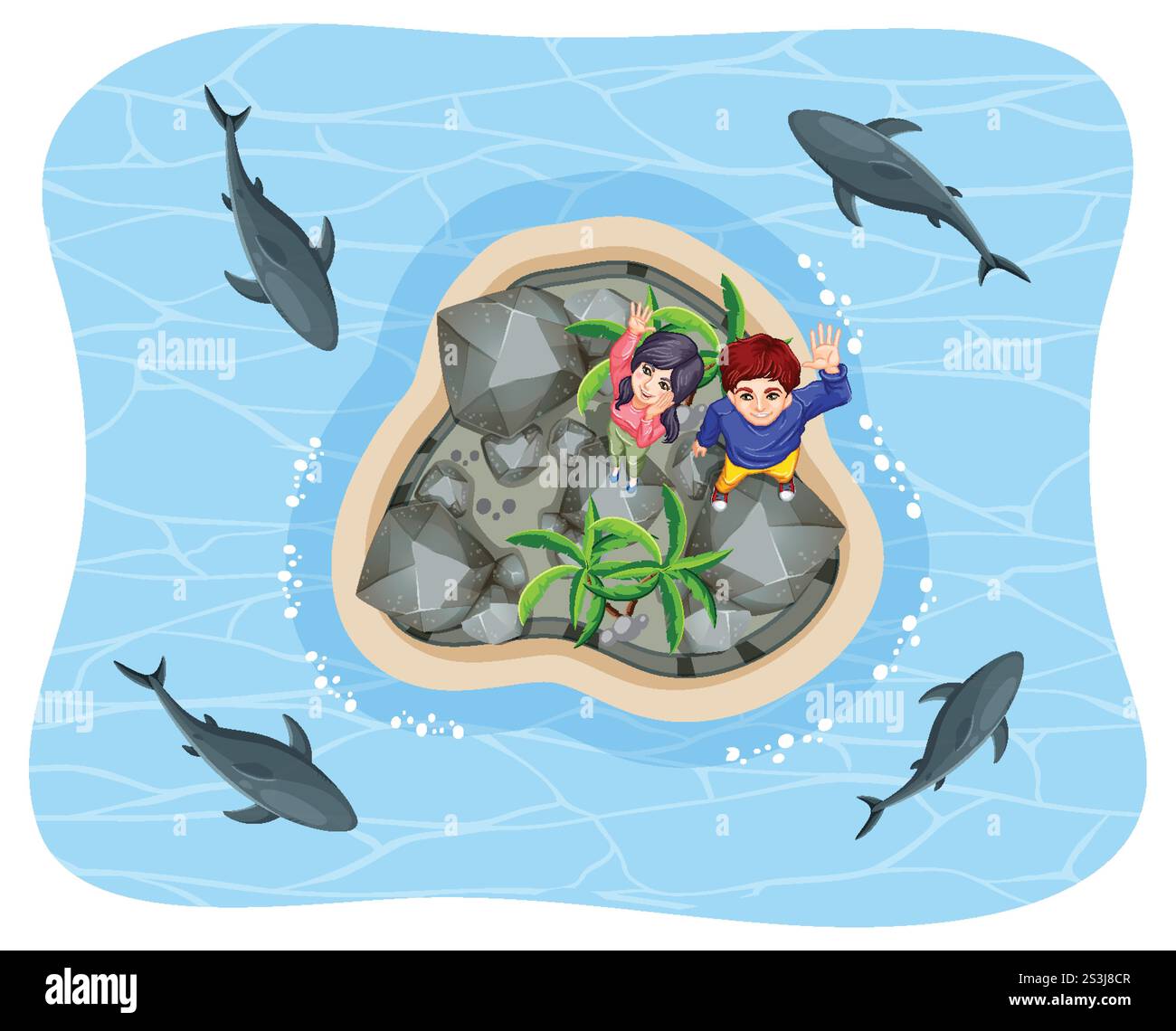 Rocky island on ocean Stock Vector Images - Alamy