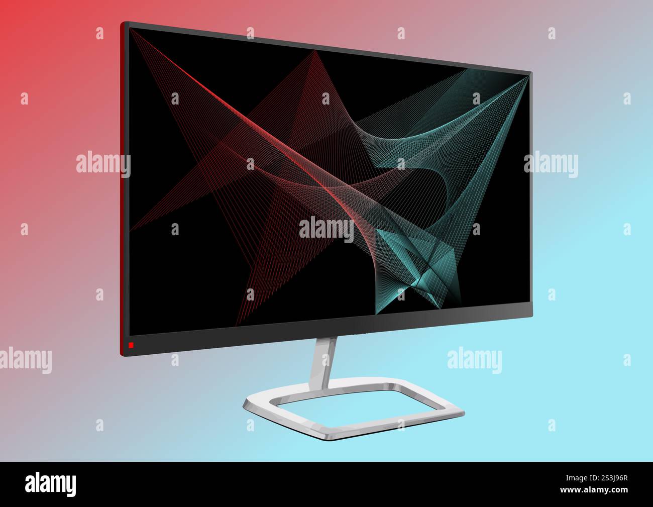 Flat computer monitor. Display. Vector 3d illustration. Hand drawn ...