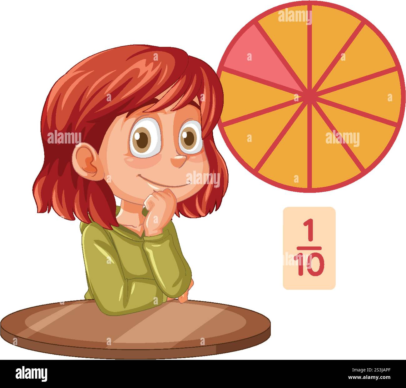 Child learning fractions with a pie chart Stock Vector Image & Art - Alamy
