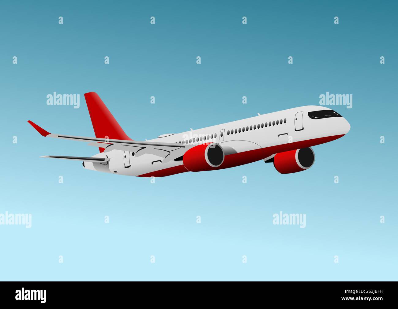 Airplane silhouettes. Take off. Vector Color 3d illustration Stock ...