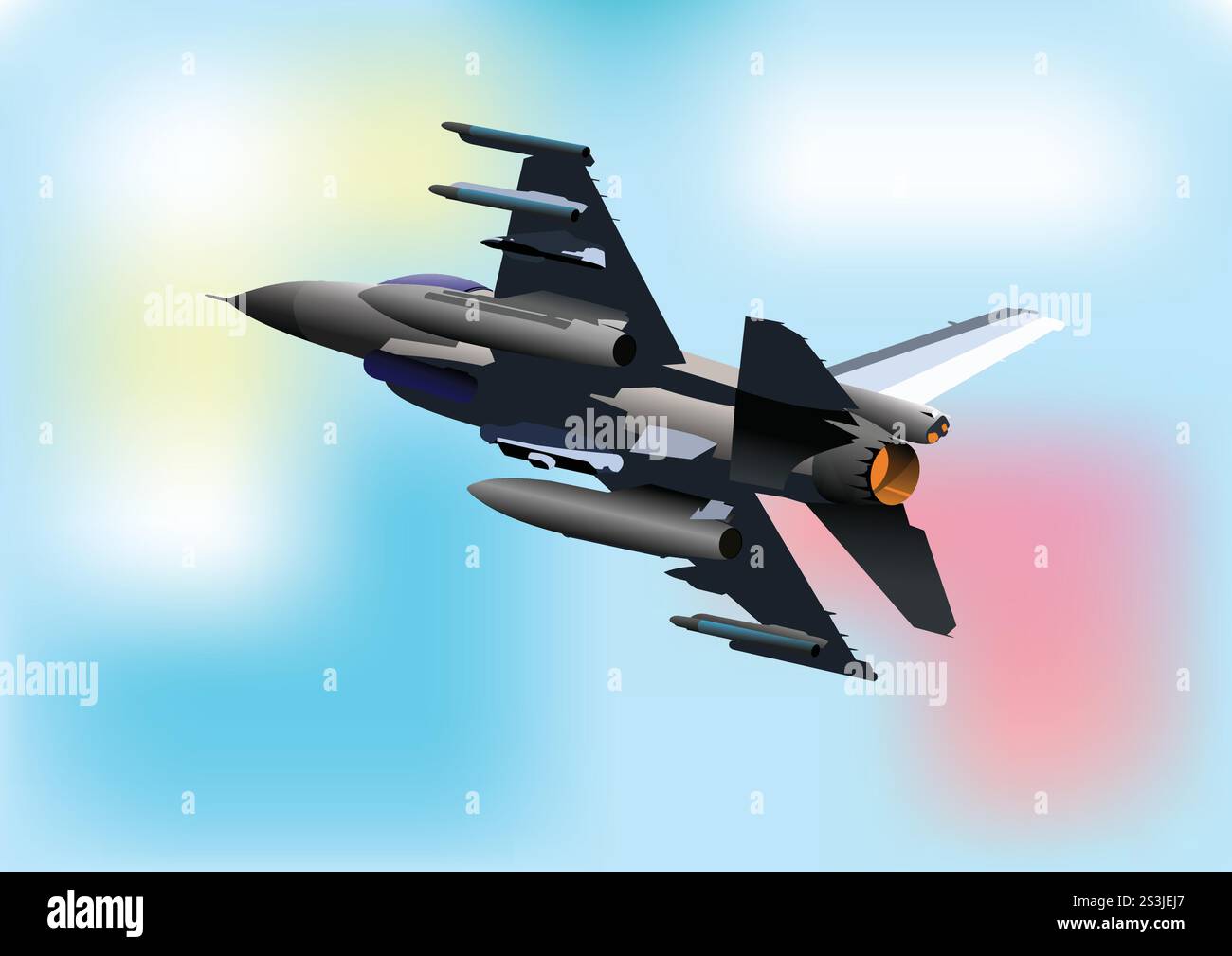 Air force. Plane in air. Vector 3d illustration. Hand drawn ...