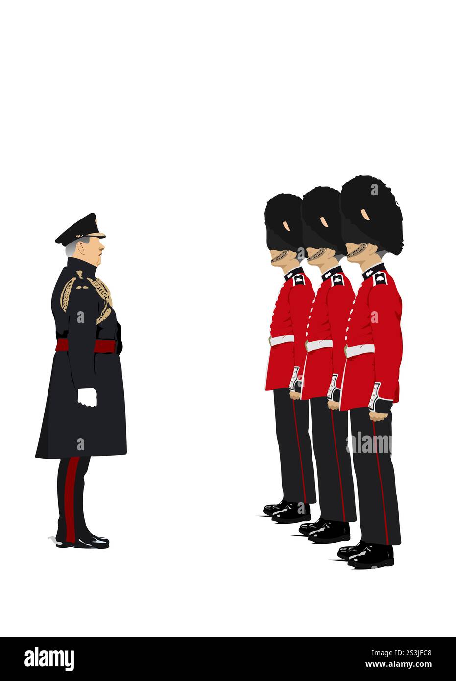 Vector 3d image of Royal Guards and their commander. Hand drawn ...