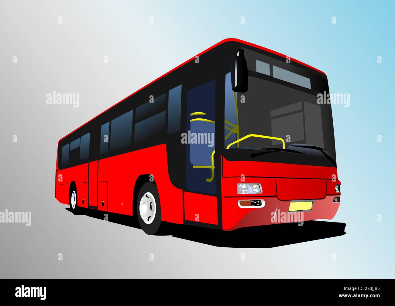 Red tourist or City bus on the road. Coach. Vector 3d illustration ...