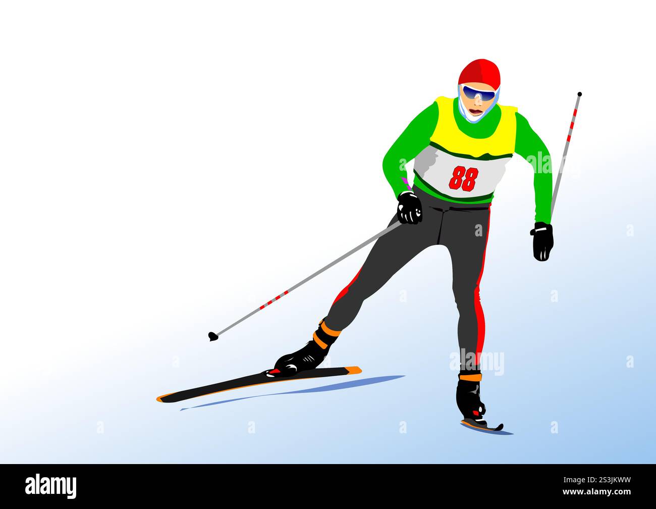 Ski runner. Colored 3d Vector hand drawn illustration Stock Vector ...