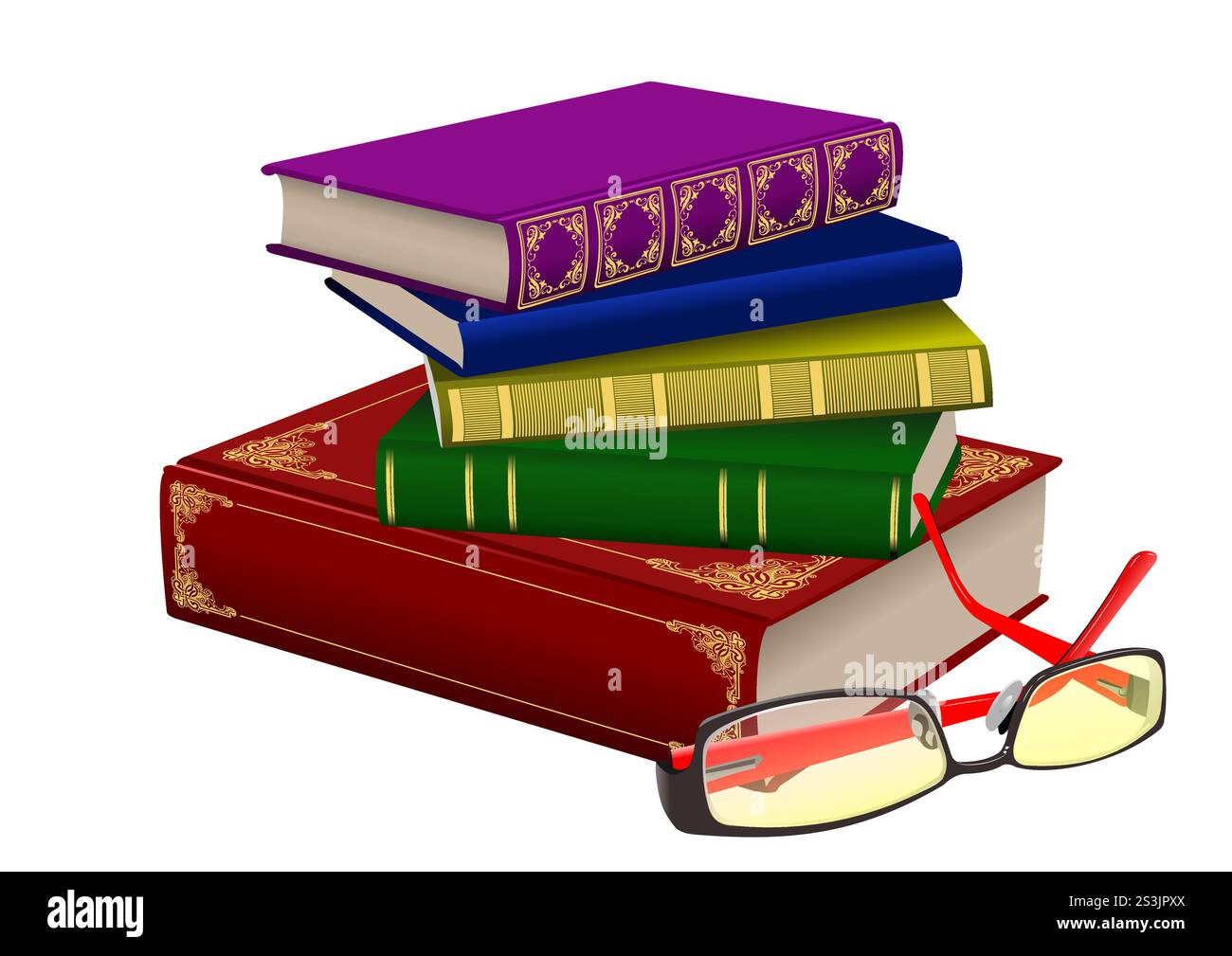 Stack of books. 3d vector illustration. Hand drawn illustration Stock ...