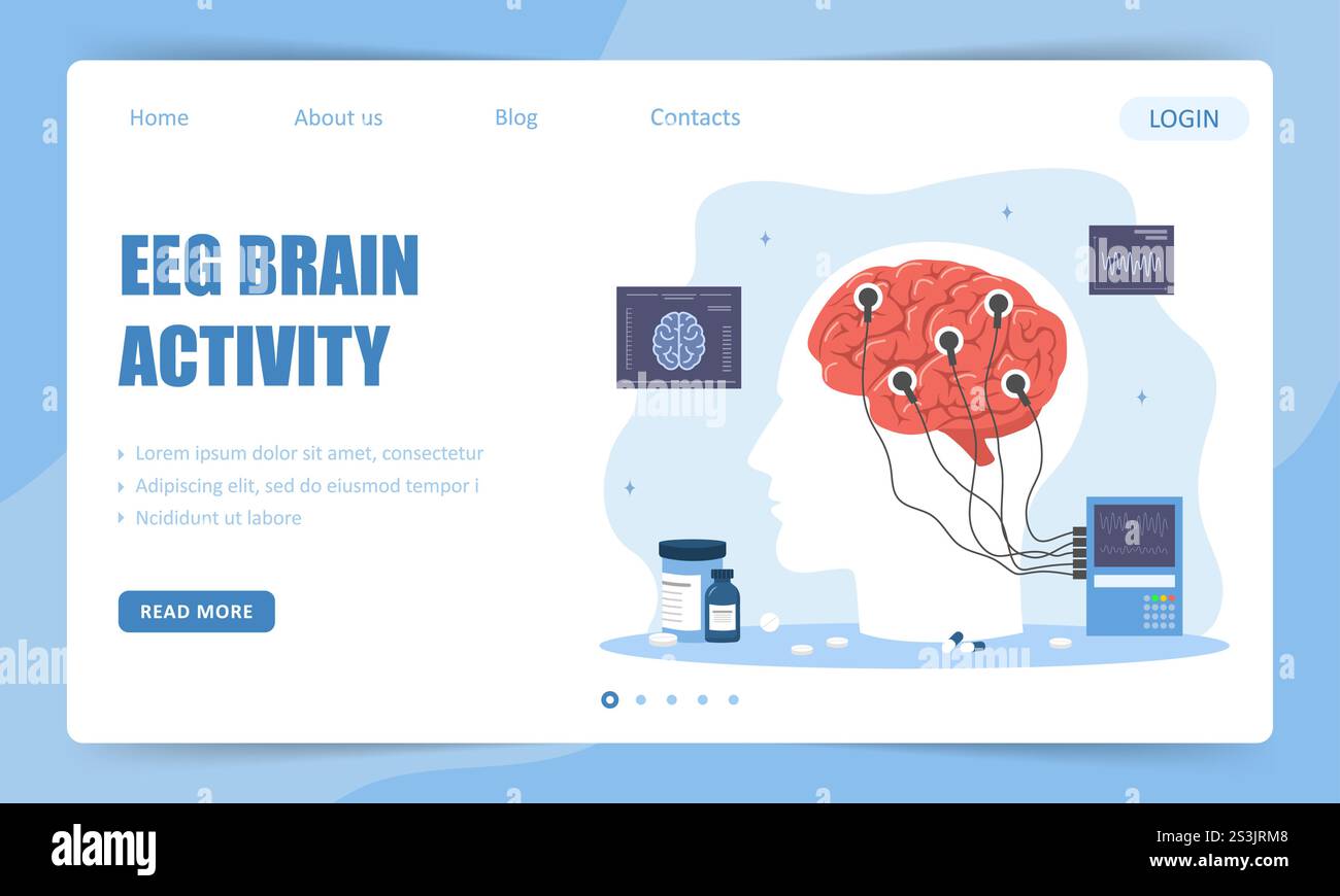 EEG concept. Landing page template. Brain activity ...