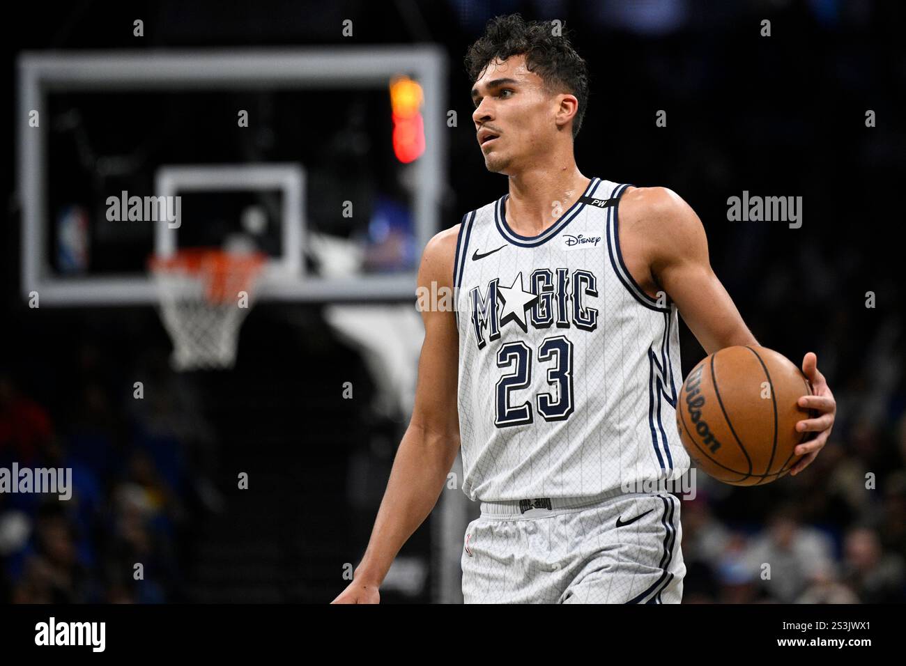 Orlando Magic forward Tristan da Silva (23) brings the ball up the ...