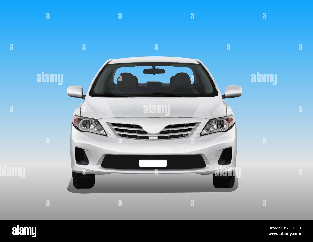 Gray car sedan on the road. Vector 3d hand drawn illustrationv Stock ...