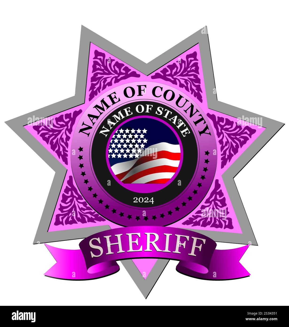 Sheriff's badge on a white background. Color vector 3d illustration ...