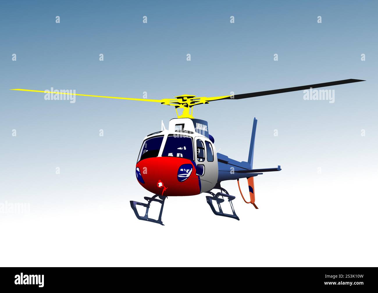 Ambulance Helicopter. Vector 3d illustration. Hand drawn illustration ...