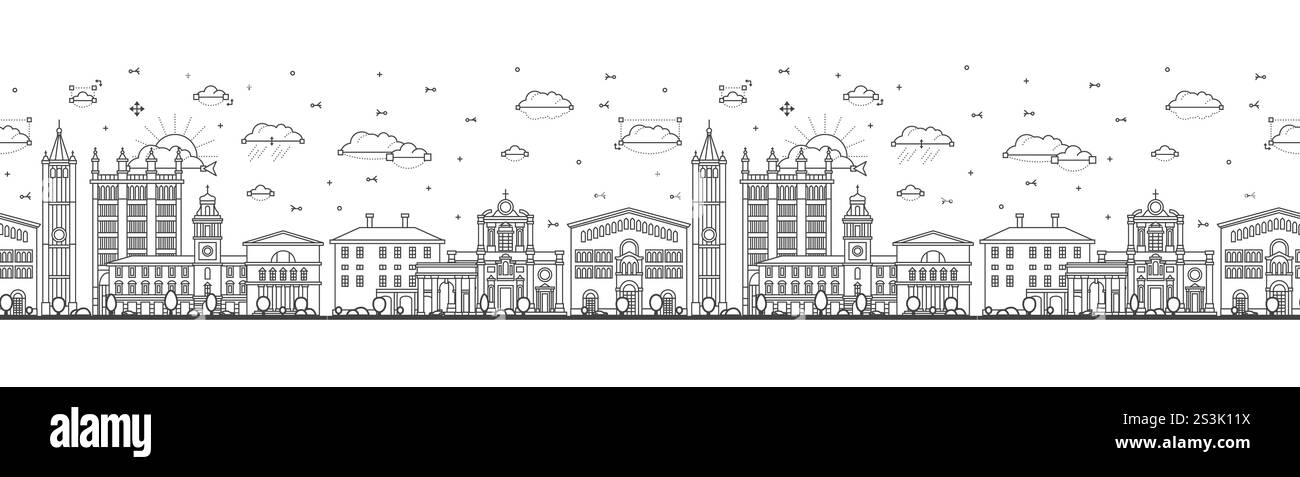 Seamless pattern with outline Parma Italy City Skyline with Historic ... Seamless pattern with outline Parma Italy City Skyline with Historic ...