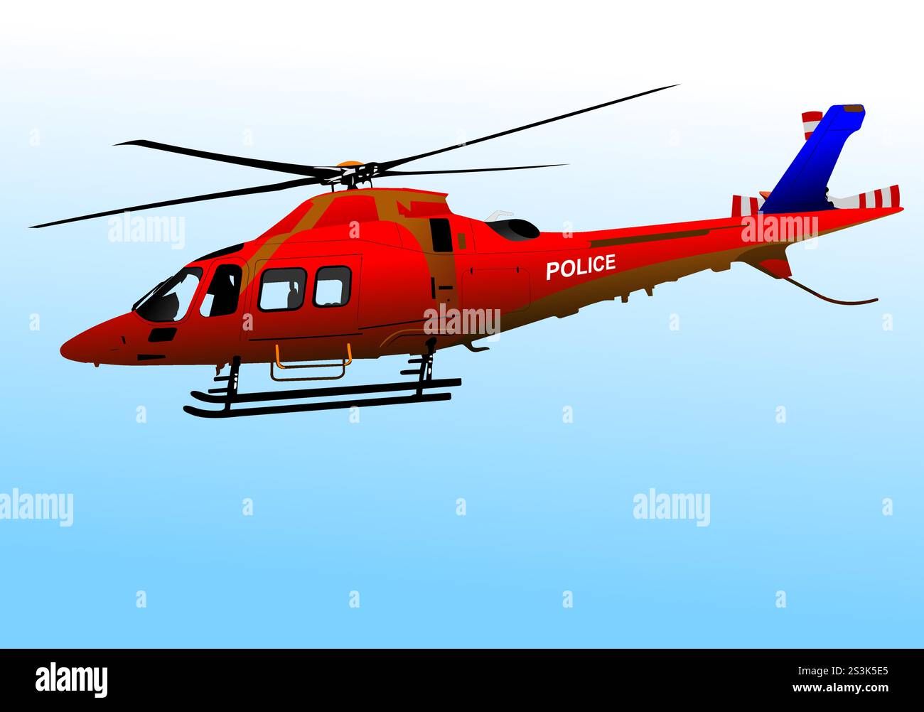 Police Helicopter. Vector 3d hand drawn illustration Stock Vector Image ...