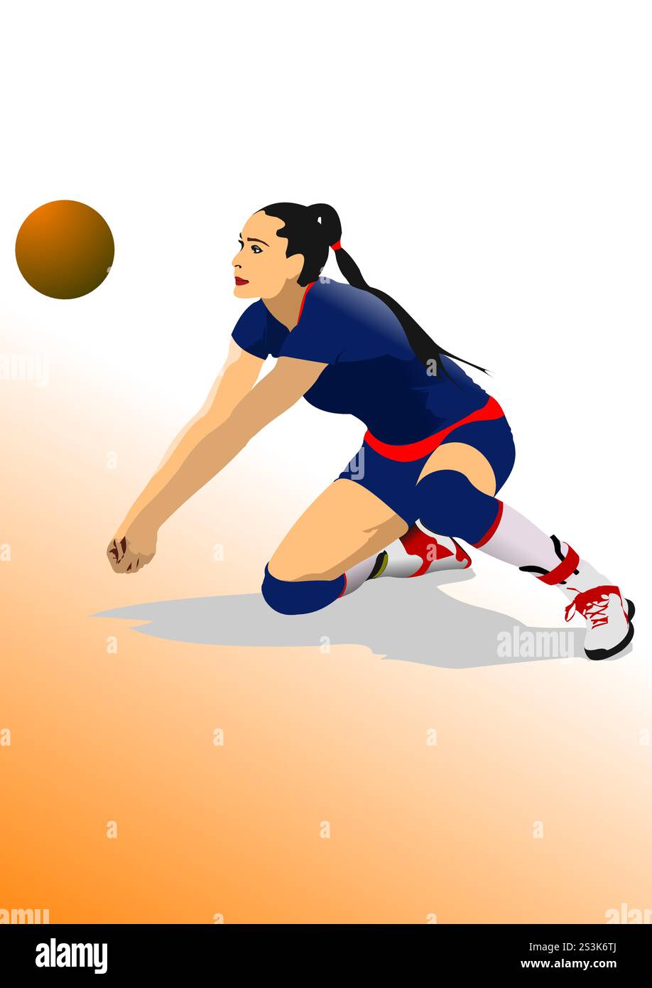 Female professional volleyball player isolated on white. 3d vector hand ...