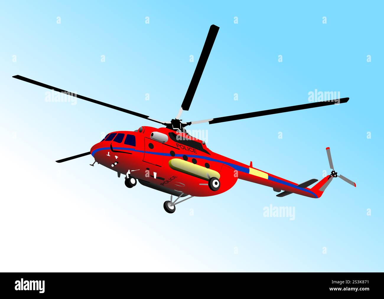 Police Helicopter. Vector 3d hand drawn illustration Stock Vector Image ...