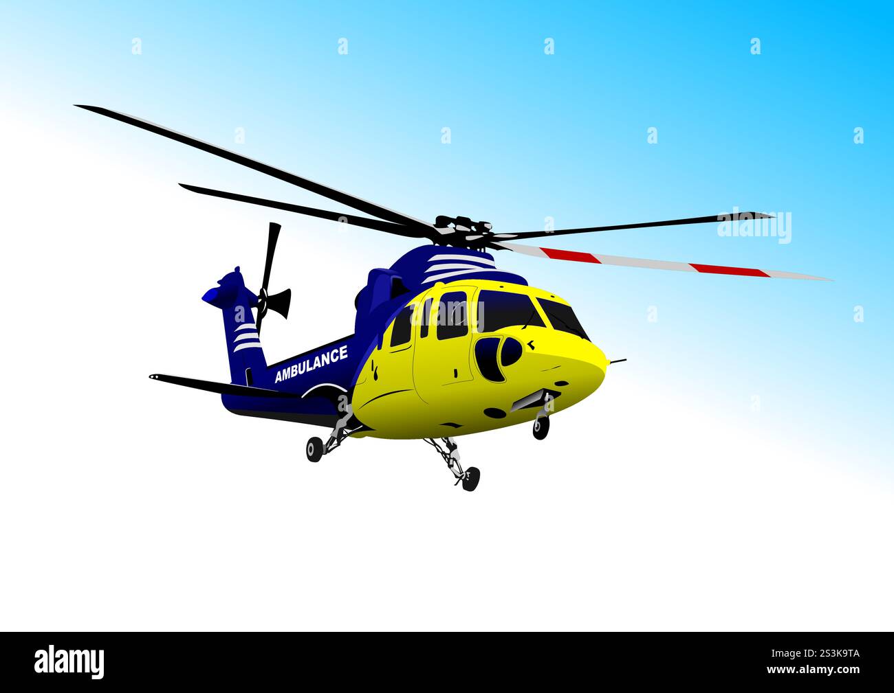 Ambulance Helicopter. Vector 3d hand drawn illustration Stock Vector ...