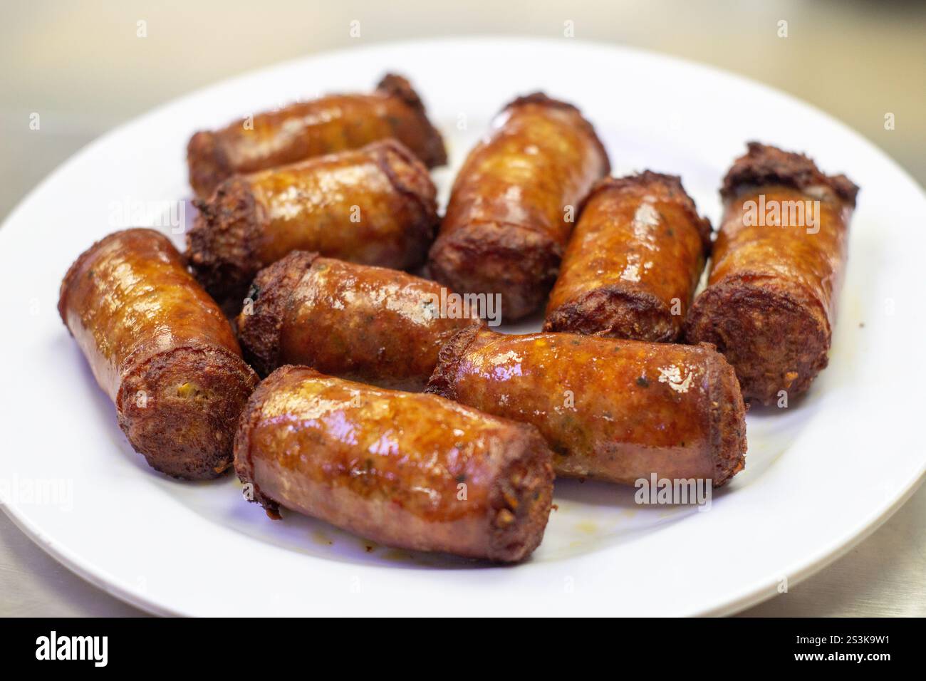 hot salchicha, home cooked, plate white fried dinner, meat food ...