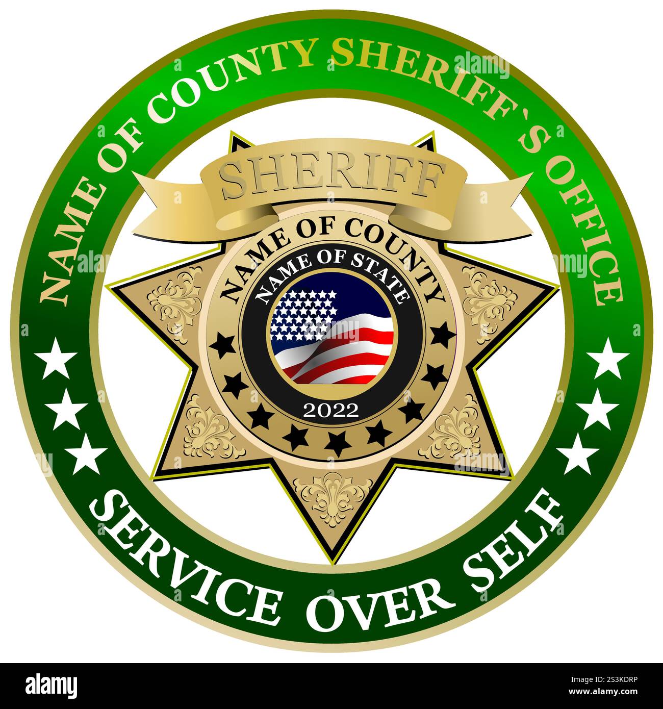 Sheriff's badge on a white background. Color vector 3d illustration ...