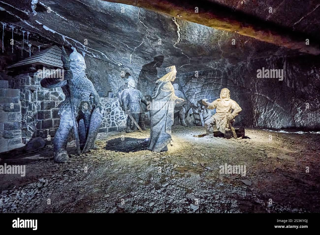 Figurines Carved Out Of Salt displaying a scene well below underground ...