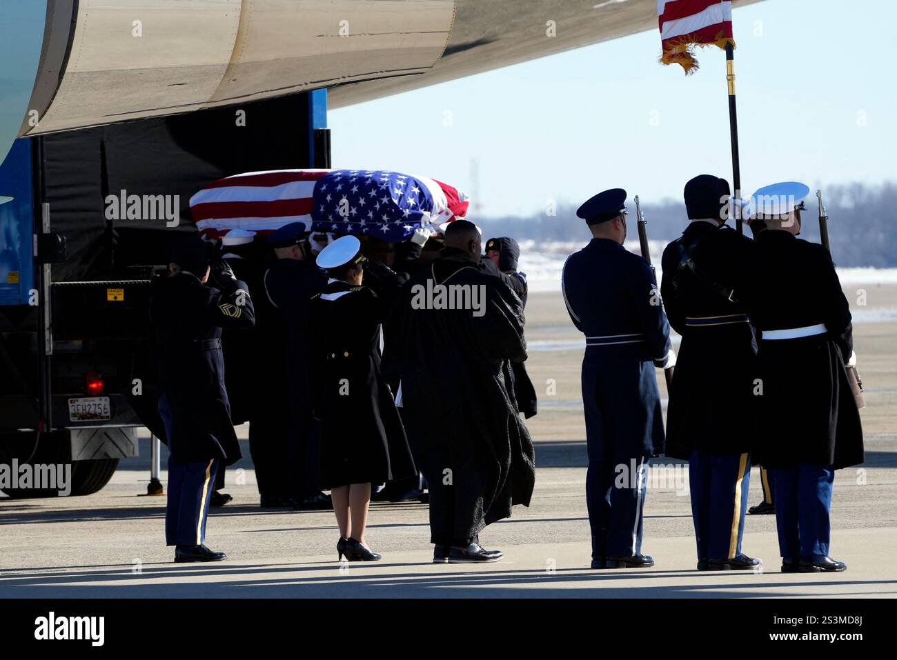 Washington, United States. 09th Jan, 2025. The flag-draped casket of ...